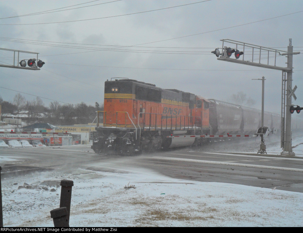 BNSF 9753 on Snowy Day